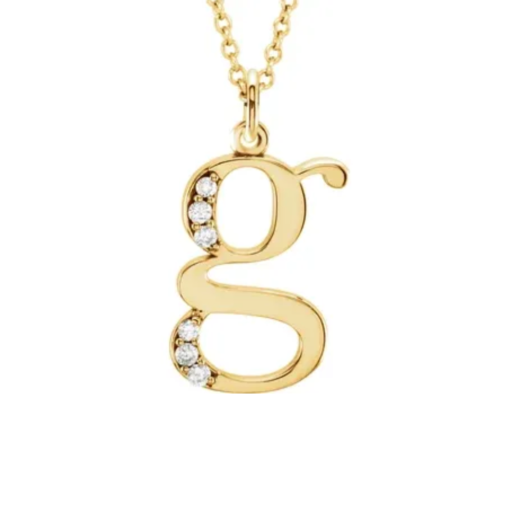 14K Gold .025 CTW Natural Diamond Lowercase Initial Necklace - Gold and ...